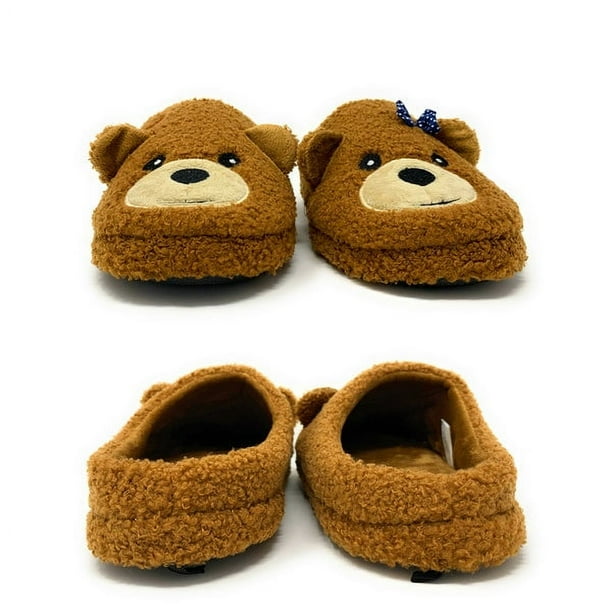 OoohGeez Womens Fuzzy Animal Slip on Slippers Bear Hug Funny Non Slip House Shoes S