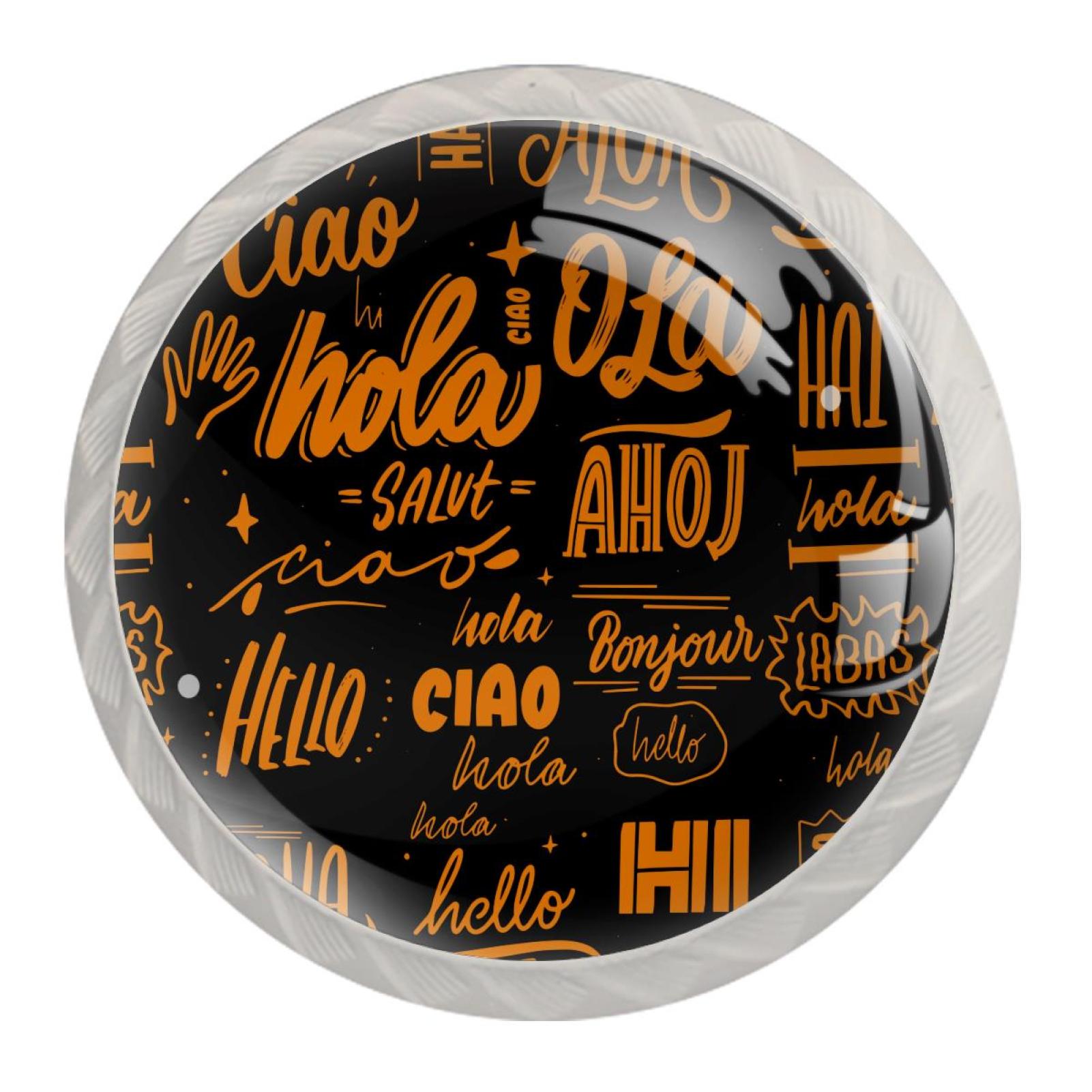 4 Pcs Different Languages Knobs for Kitchen Cabinet Cupboard Dresser ...