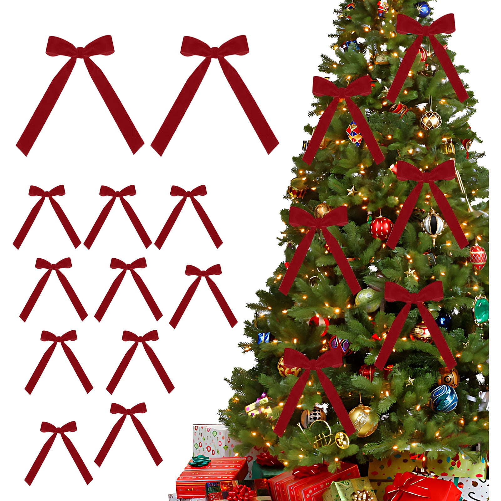 Click here for Staron 12pcs Velvet Bows For Christmas Tree  Red B... prices