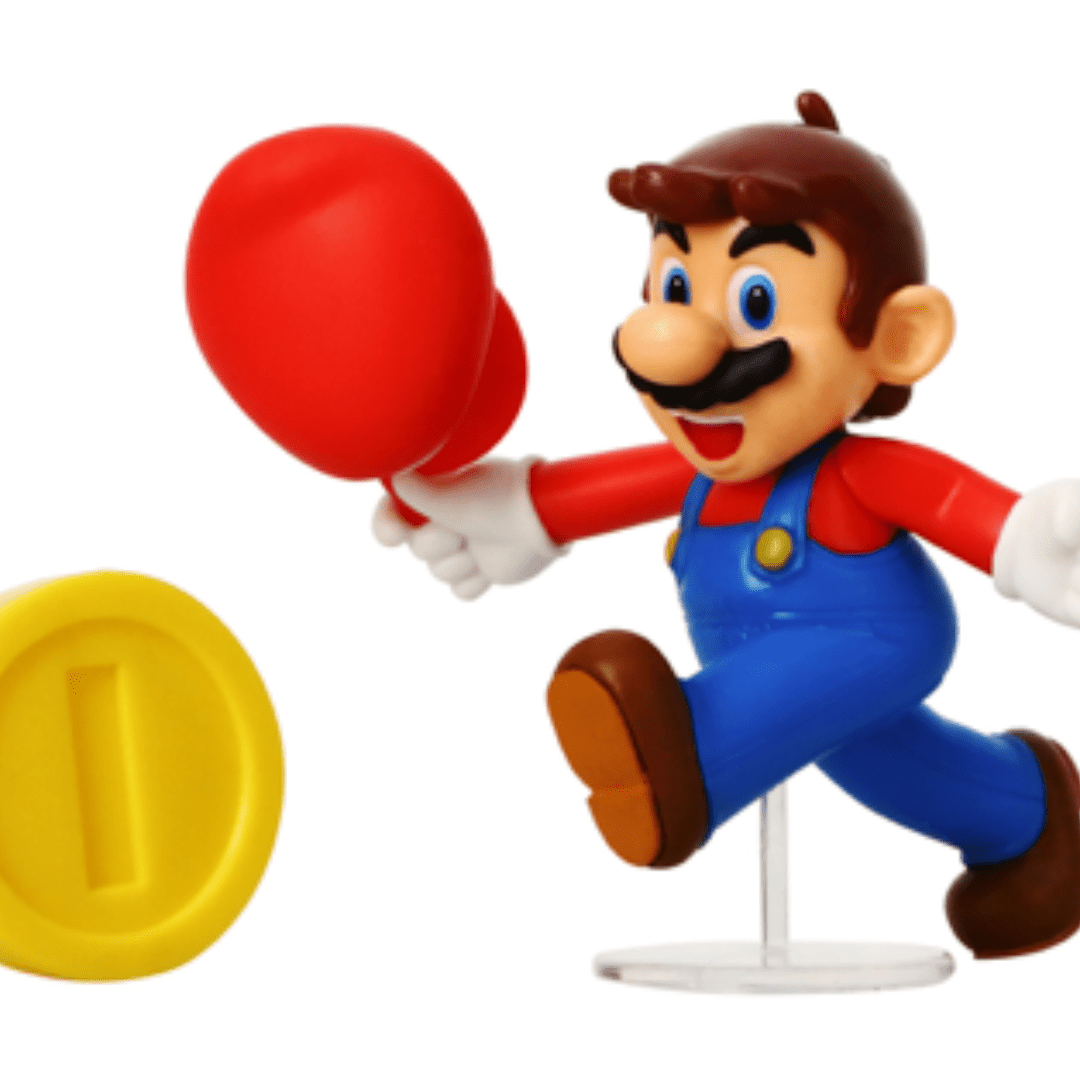 Super Mario 2 inch Plastic Action Figure with Coin Collectible Toy ...