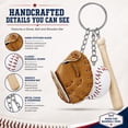 Baseball Keychain Set - 3-Piece Wooden Bat, Ball & Glove Charm for Men ...