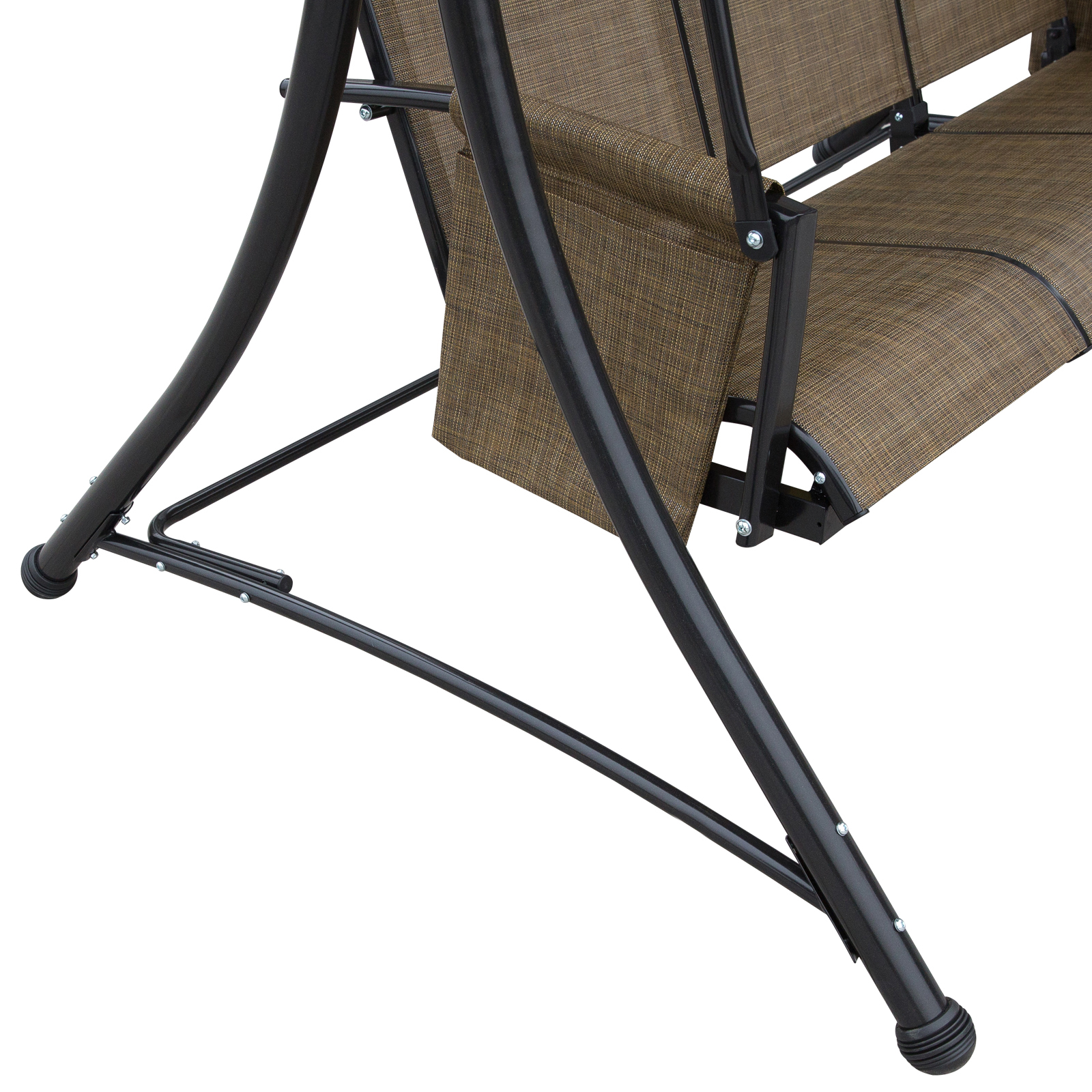 Steel Frame Adjustable Canopy Side Pouches Brown Outsunny 3 Seater ...