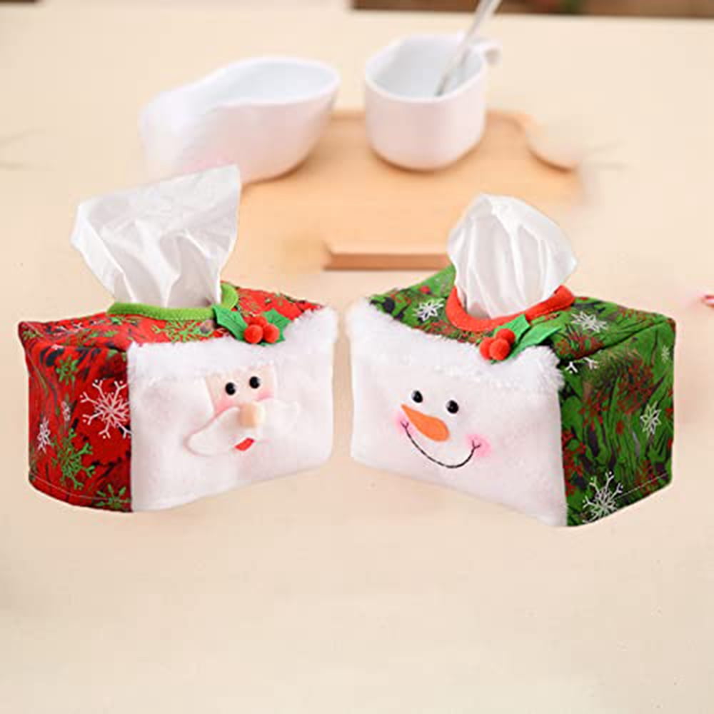 Red Green Santa Claus Tissue Box Set Toilet Paper Bag Holder Bathroom ...