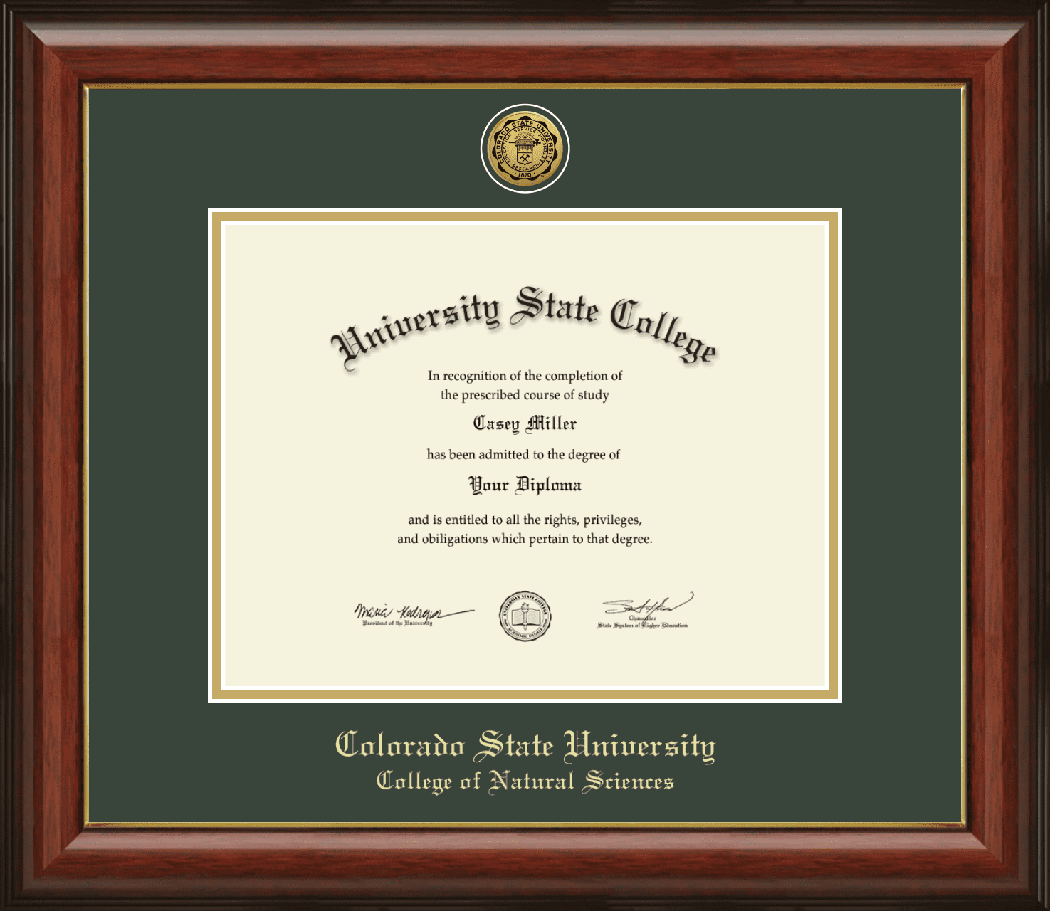 Colorado State University College of Natural Sciences Diploma Frame ...