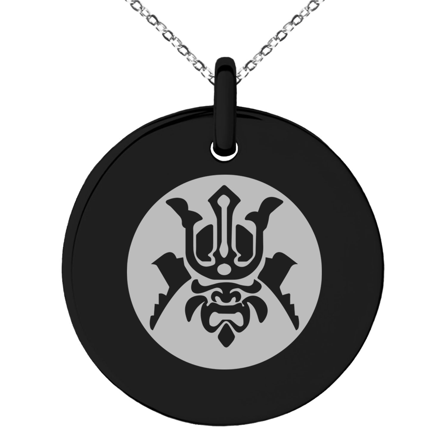 Stainless Steel Máscara Samurai Crest Engraved Small Medallion Circle ...