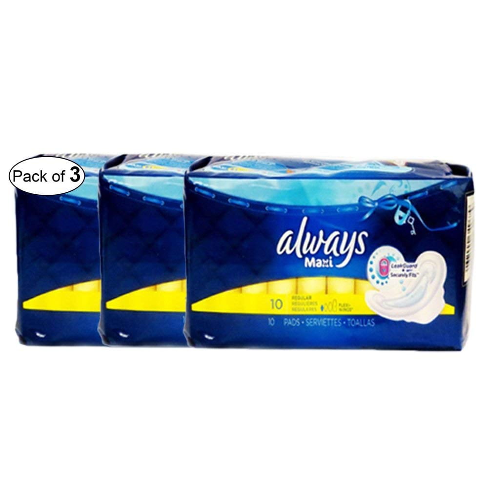 Always Maxi Regular Sanitary Pads With Wings (10 Pads) (Pack of 3 ...