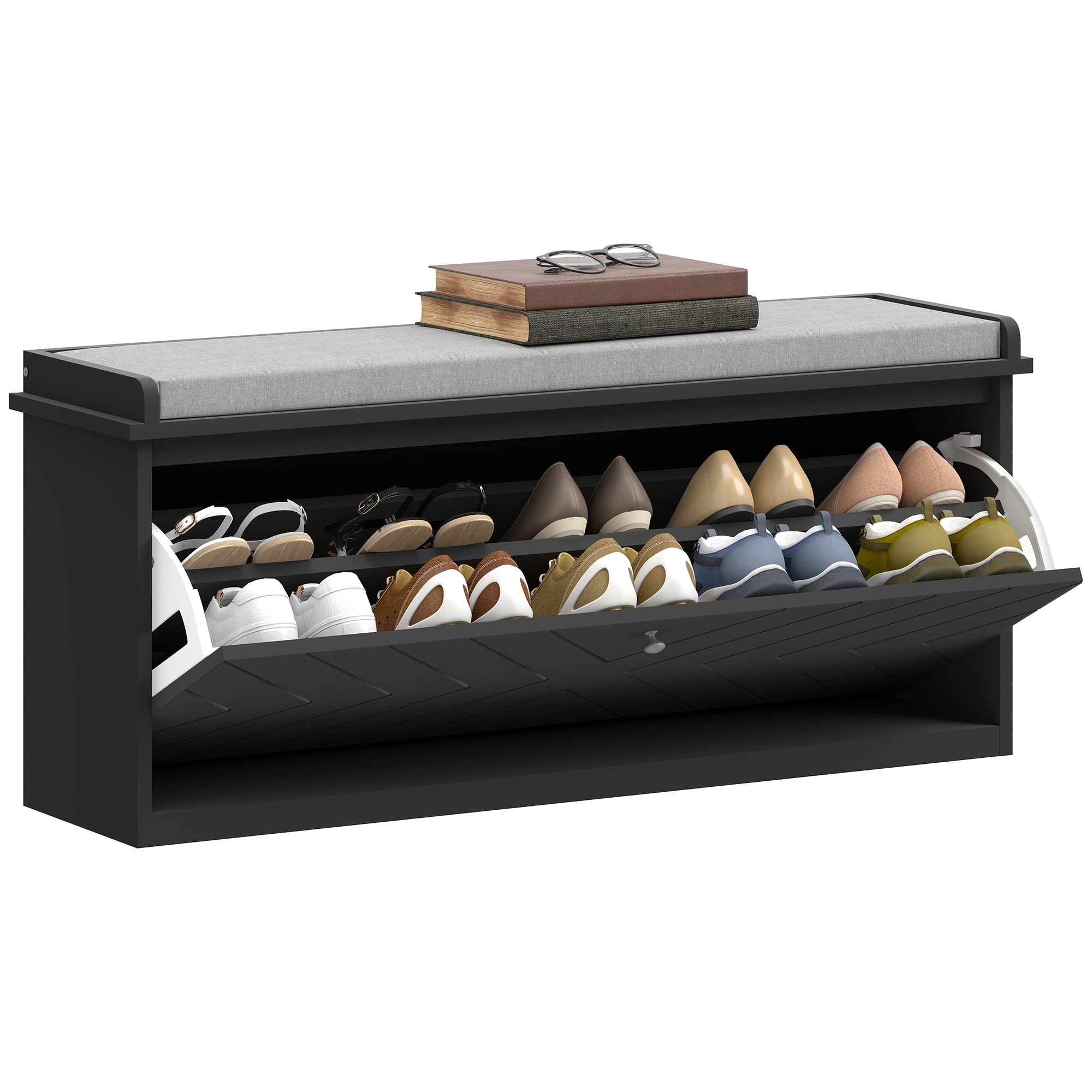 Click here for Homcom Shoe Bench With Flip Drawer  Cushion  10 Pa... prices