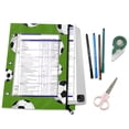 Cartoon Football on Green Background 3-Ring Binder Pocket with Zipper ...