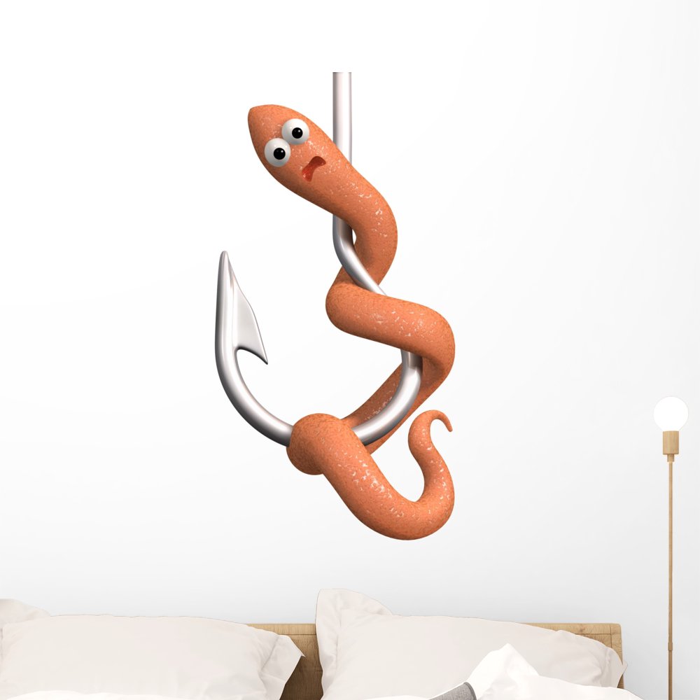 3D Scared Worm Fishing Wall Decal Sticker by Wallmonkeys Peel and Stick ...