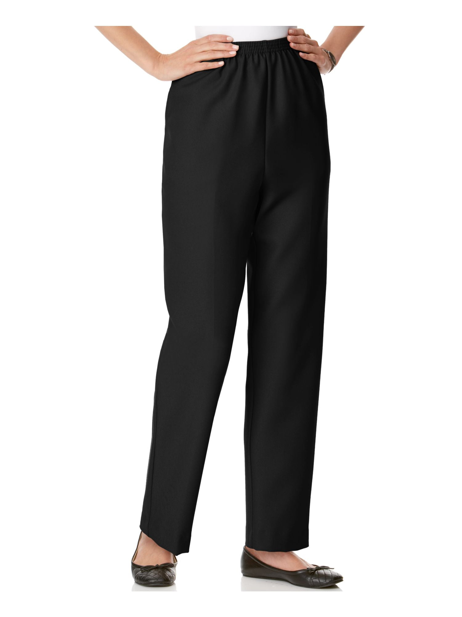 Alfred Dunner Womens Proportioned Pull On Pants Medium Length Black 10
