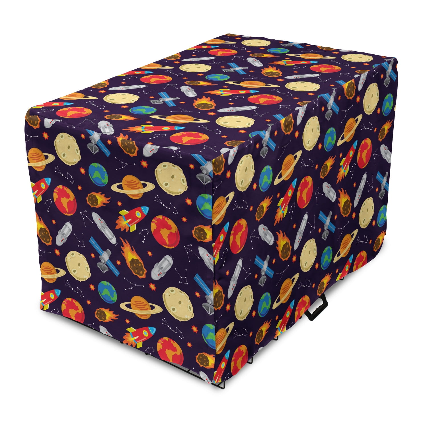 Space Dog Crate Cover, Universe Themed Illustration with Earth Moon ...