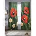 Spring Red Flower Sheer Curtains for Living Room Bedroom, Vintage ...