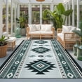 Aztec Area Rug, Southwest Wind Bohemian Water Duck Green Non-Slip Felt ...