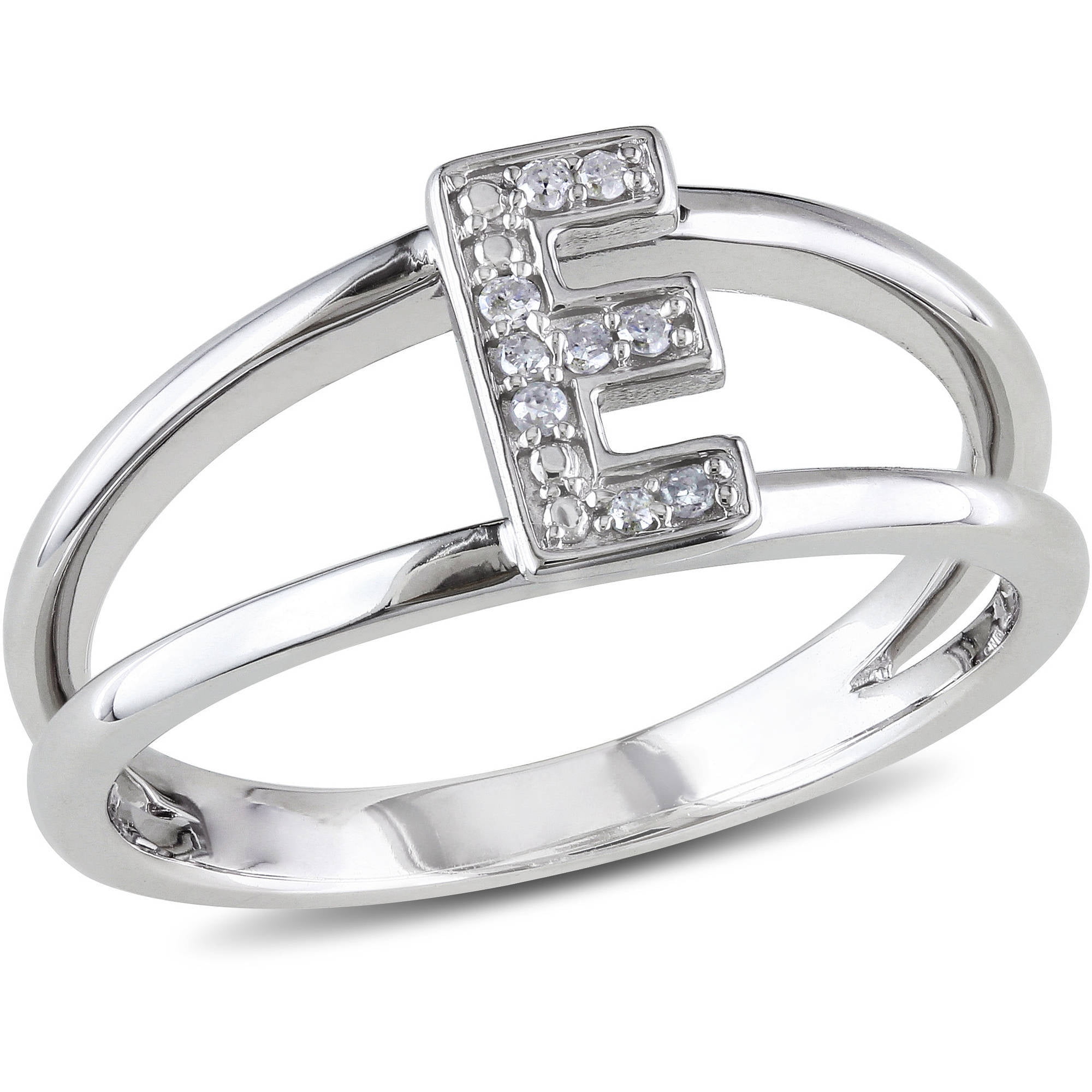 Diamond-Accent Sterling Silver Initial Ring - Walmart.com