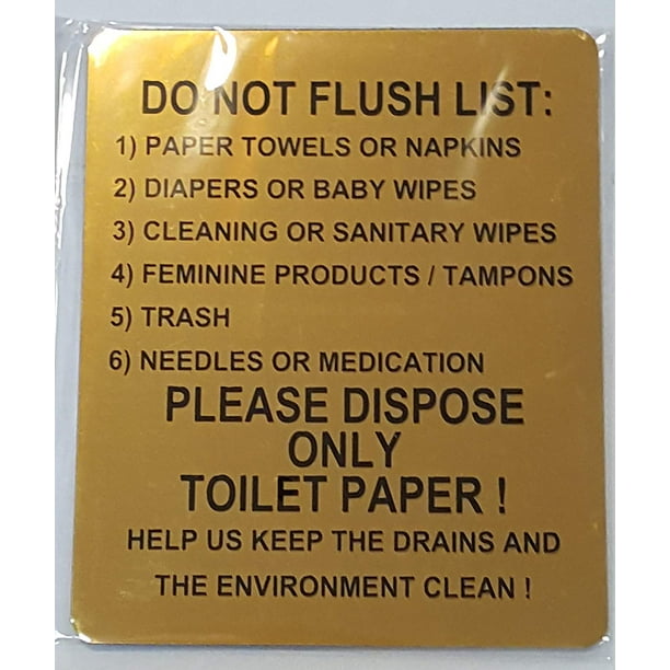 DO NOT FLUSH LIST- Restroom sign (GOLD ALUMINIUM 5X6) - Walmart.com ...