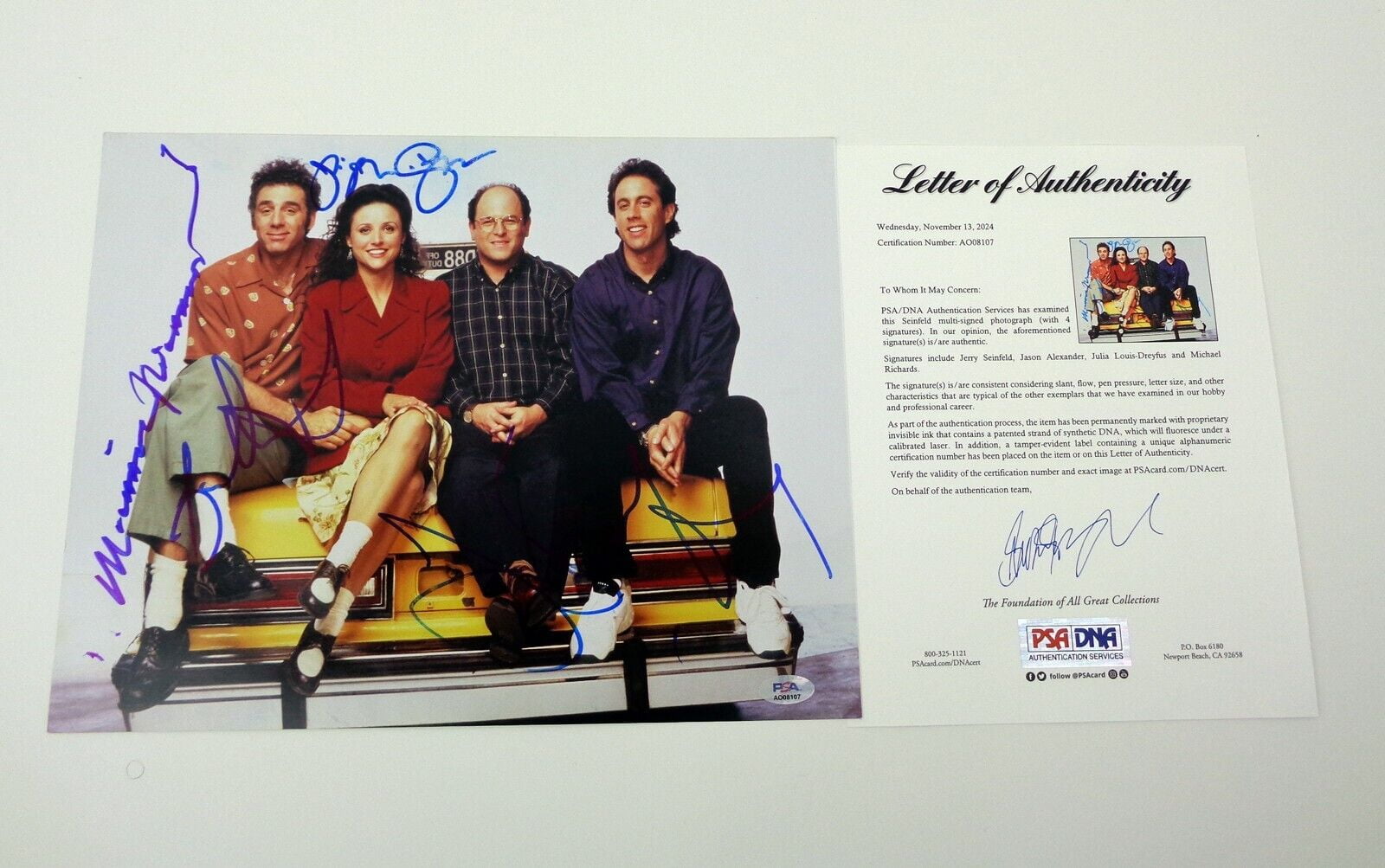 Seinfeld Full Cast Jerry Seinfeld Michael Richards Signed Autograph ...