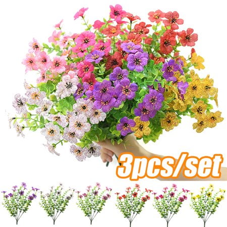 3Pcs /Set Artificial Violet Flowers, Bundles Fake Flowers Plant, UV ...