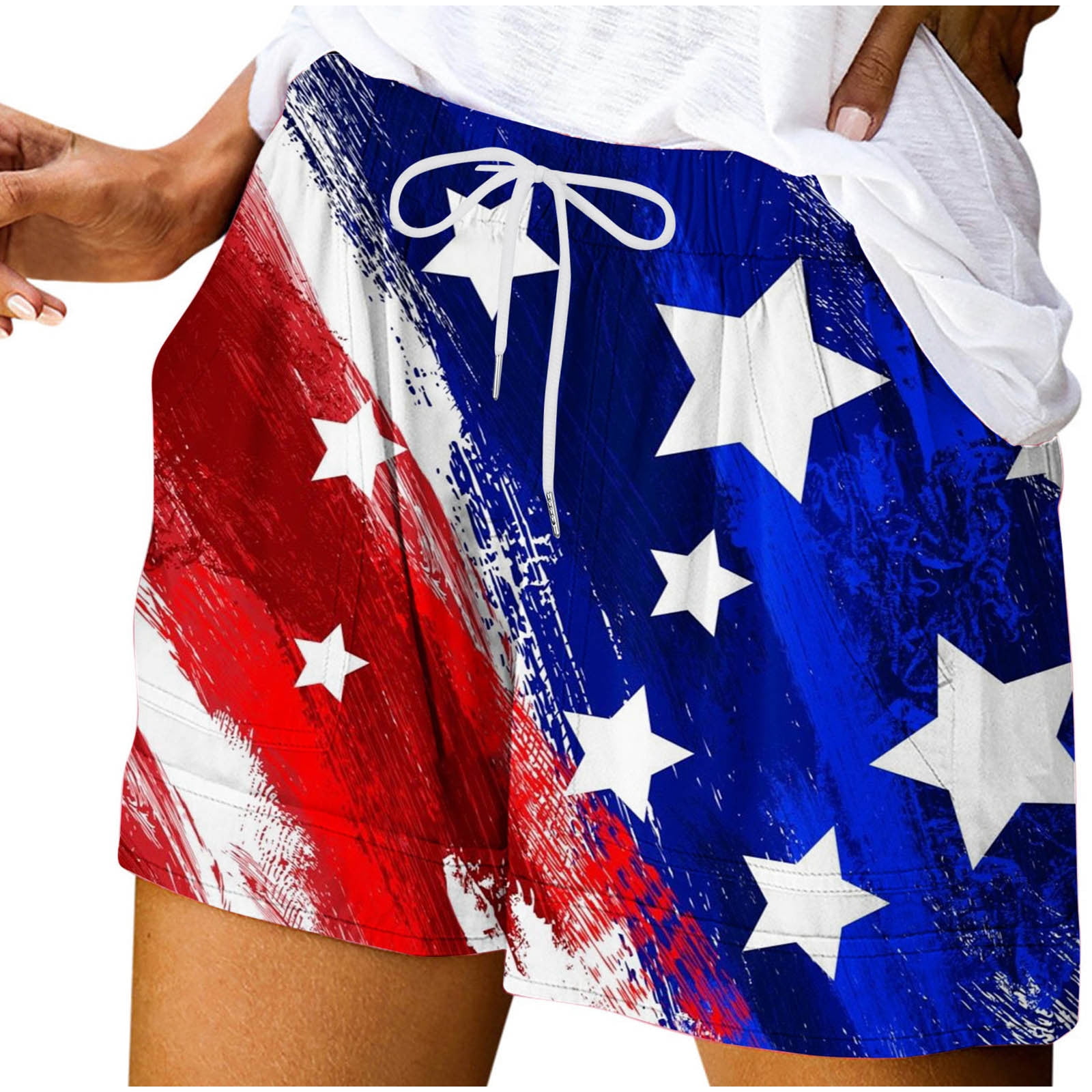 American Flag Pockets High Waisted Shorts