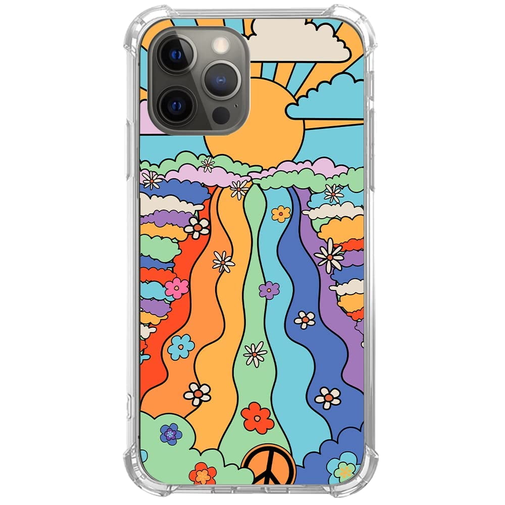 Hippie Rainbow Sun Case for iPhone 12 Pro,Aesthetic Art Design Pattern ...