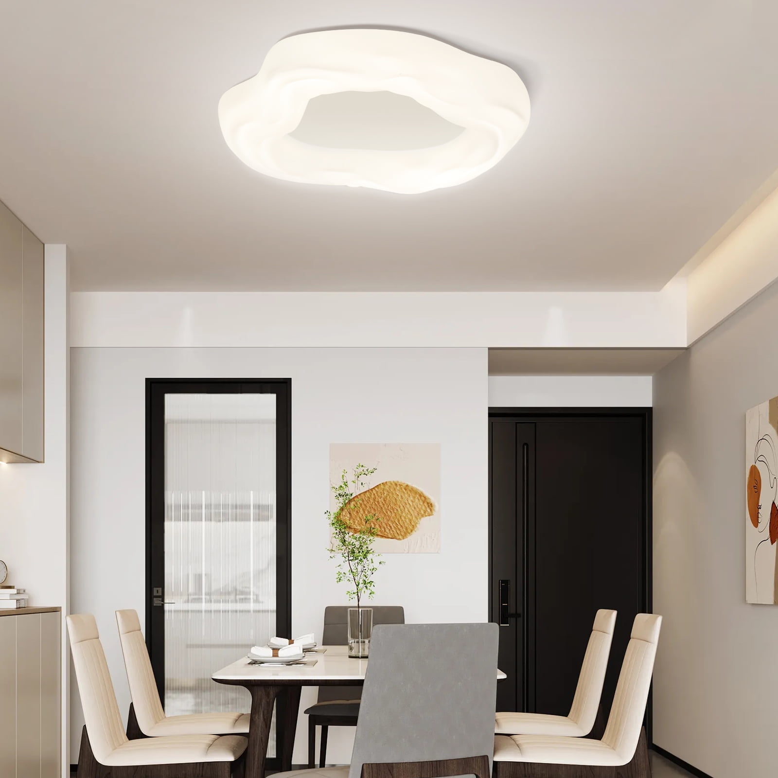 Arturesthome Modern White Ceiling Light Fixture, Flush Mount Chandelier ...