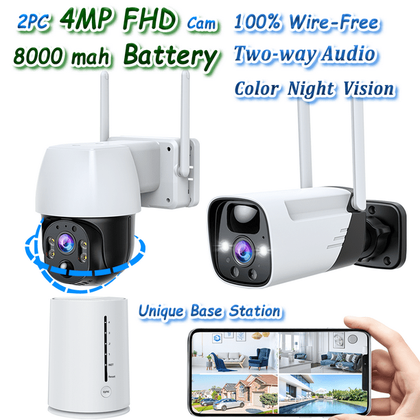 Toguard 4MP Wireless Security Camera System Outdoor Battery Bullet Dome ...