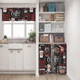 Coffee Kitchen Window Curtains Valance and Tier Set, Black Red Cute Rod ...