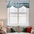 Blue Grey Oil Painting Tie Up Valance Curtains Modern Abstract Beach ...