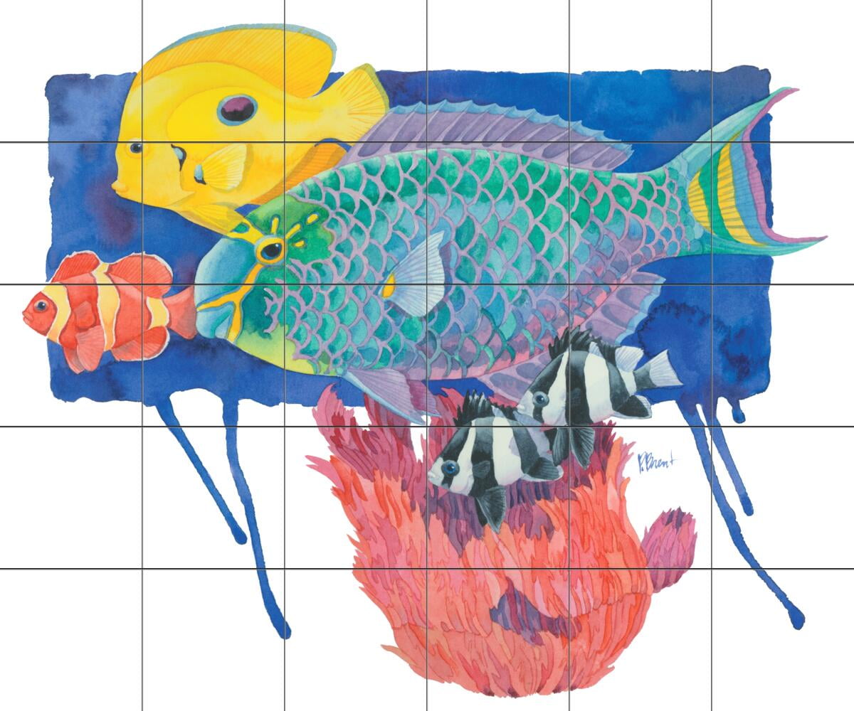 Tile Mural Bathroom Backsplash - PB- Parrot Fish - by Paul Brent ...