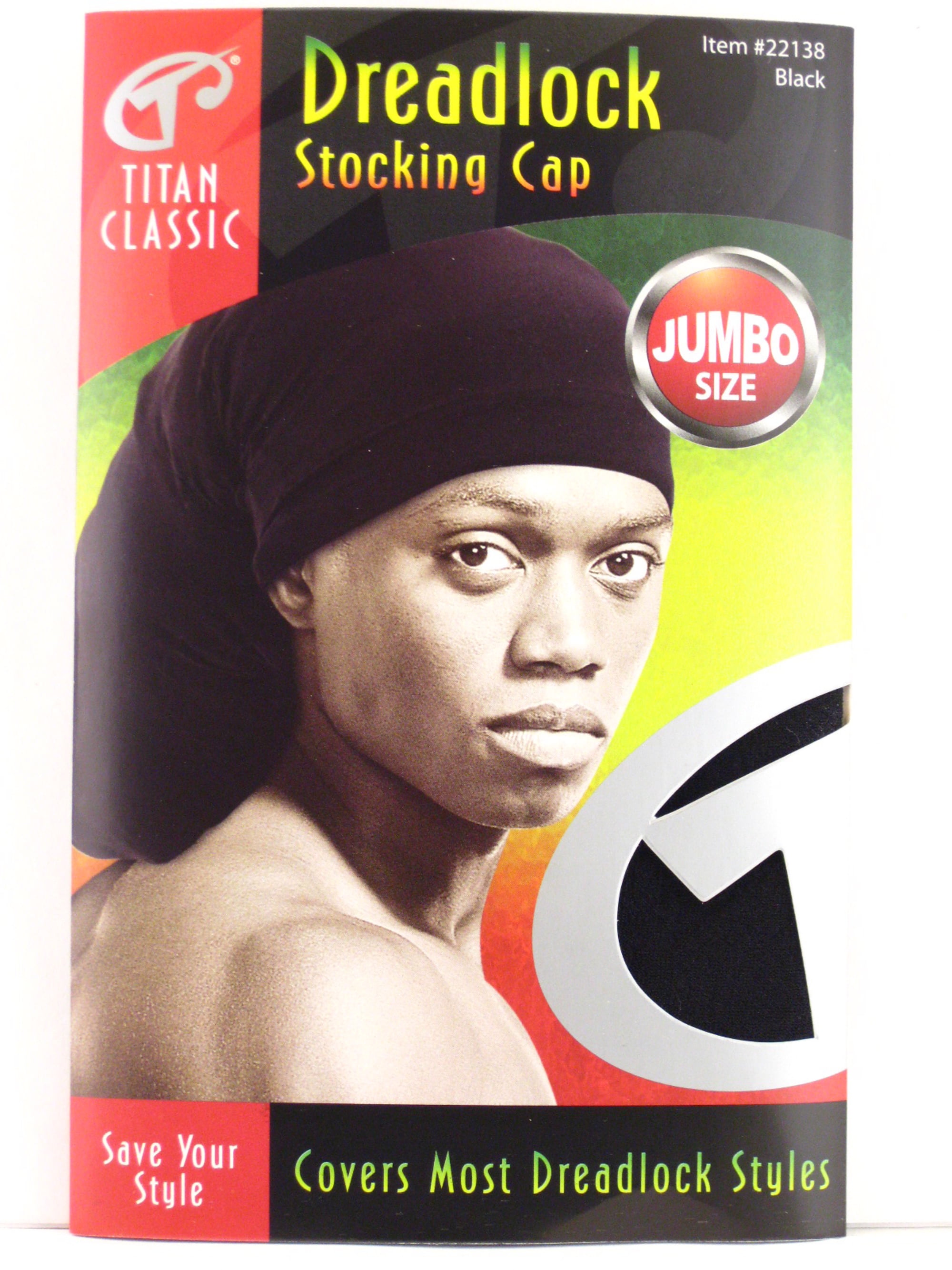 Titan Classic Black Unisex Adult Dreadlock Stocking Hat Cap - Jumbo ...