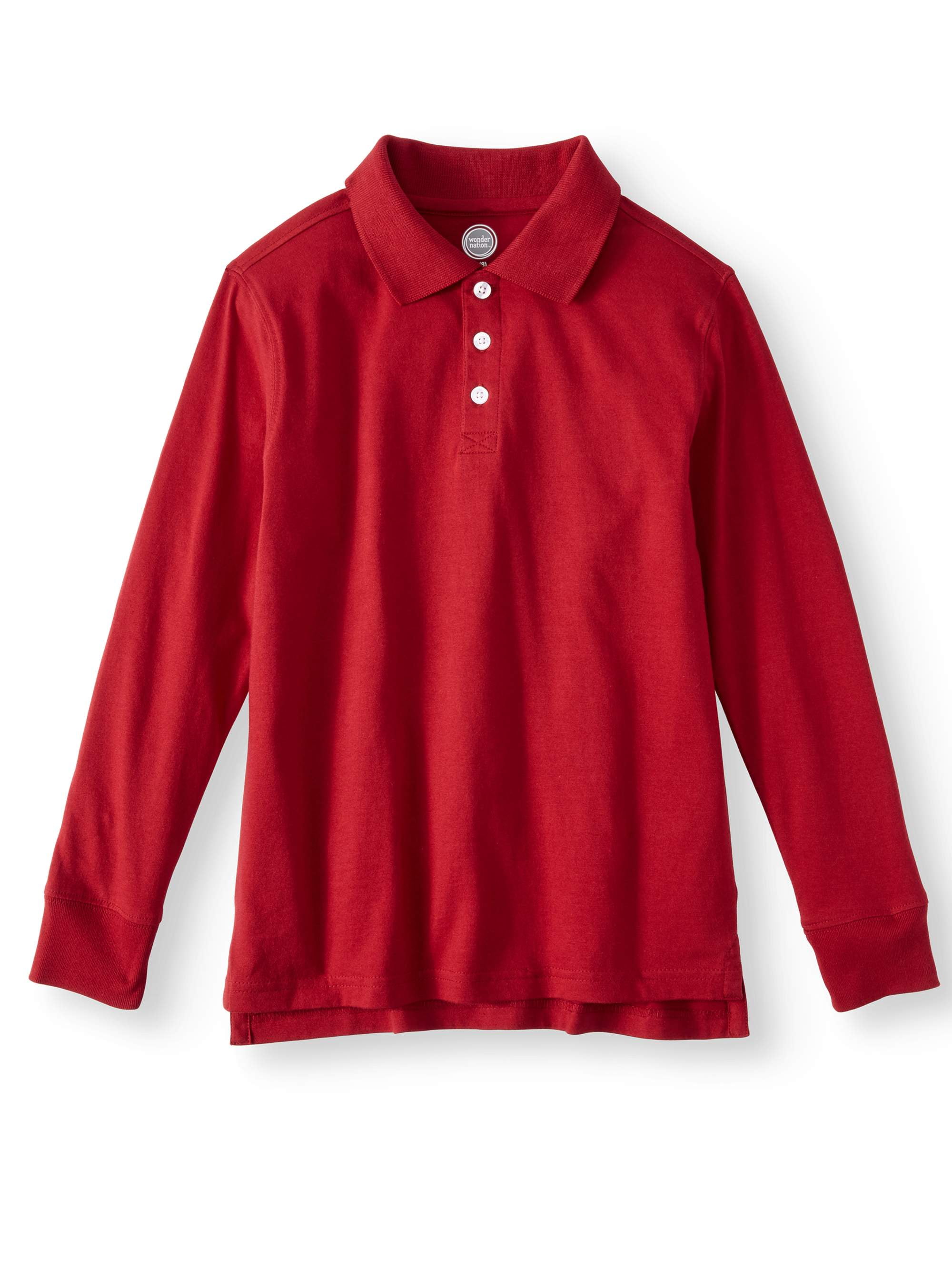 Wonder Nation Long Sleeve Cotton Polo (Little Boys & Big Boys ...