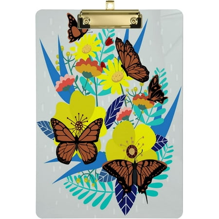POGLIP Daisy Butterfly Clipboard Hardboard Wood Nursing Clip Board and ...