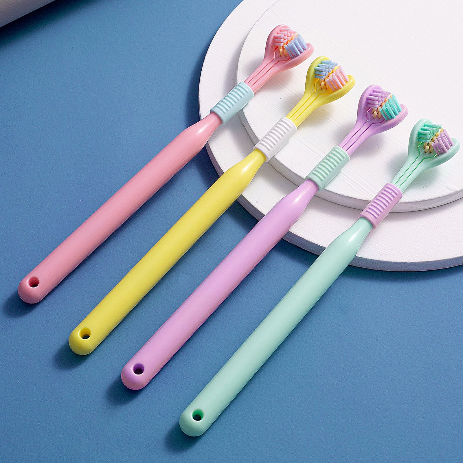 Cepillo de dientes de tres lados Pomoko Cerdas suaves para adultos y ...