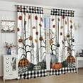 Fall Blackout Curtains Watercolor Pumpkin Thanksgiving Maple Leaf ...