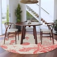 Coastal Red Round Area Rug 6 FT, Non Slip Bedroom Rugs, Nautical Coral ...