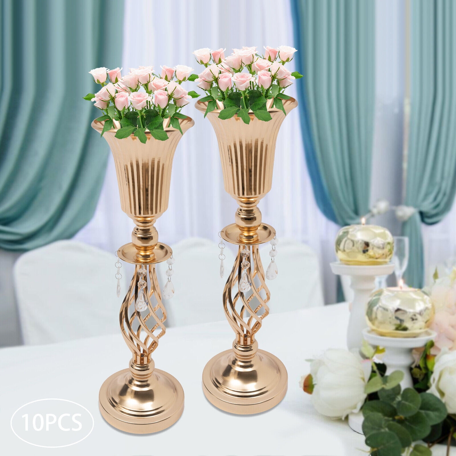 Miumaeov 10pcs Tall Metal Wedding Centerpieces Flower Vase Stand ...