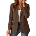 Women's Blazer Business Casual Button Down Lapel Solid Color Long ...