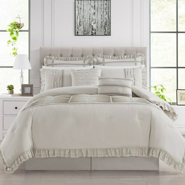 Abelia 5 or 9 Piece Comforter Set Embroidered Design Bedding - Walmart.com