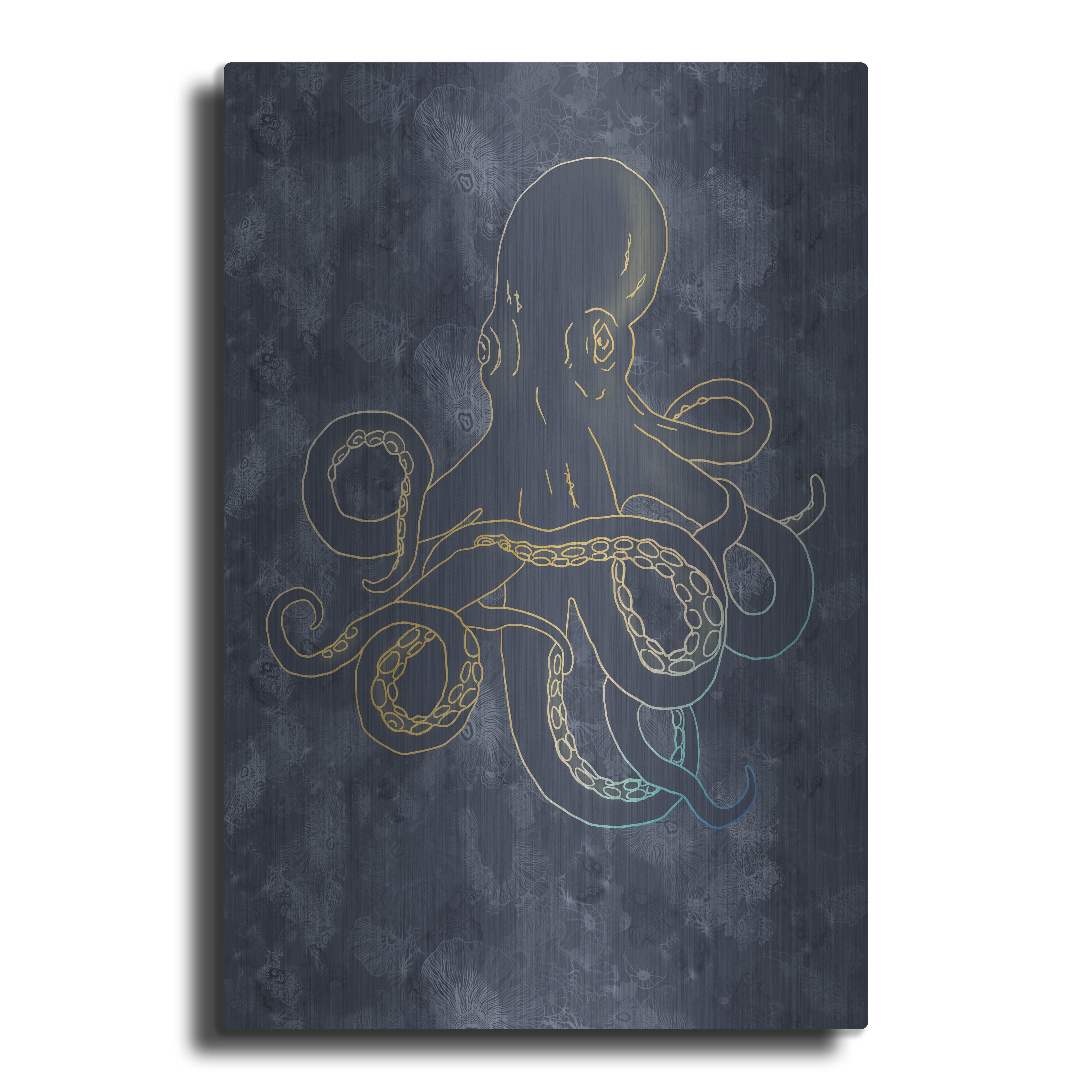 Luxe Metal Art 'Sealife Blue And Gold Giant Octopus' by Sabrina ...