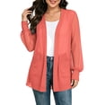 Beach Cover Ups for Women Chiffon Cardigan Open Front 3/4 Sleeve Sheer ...