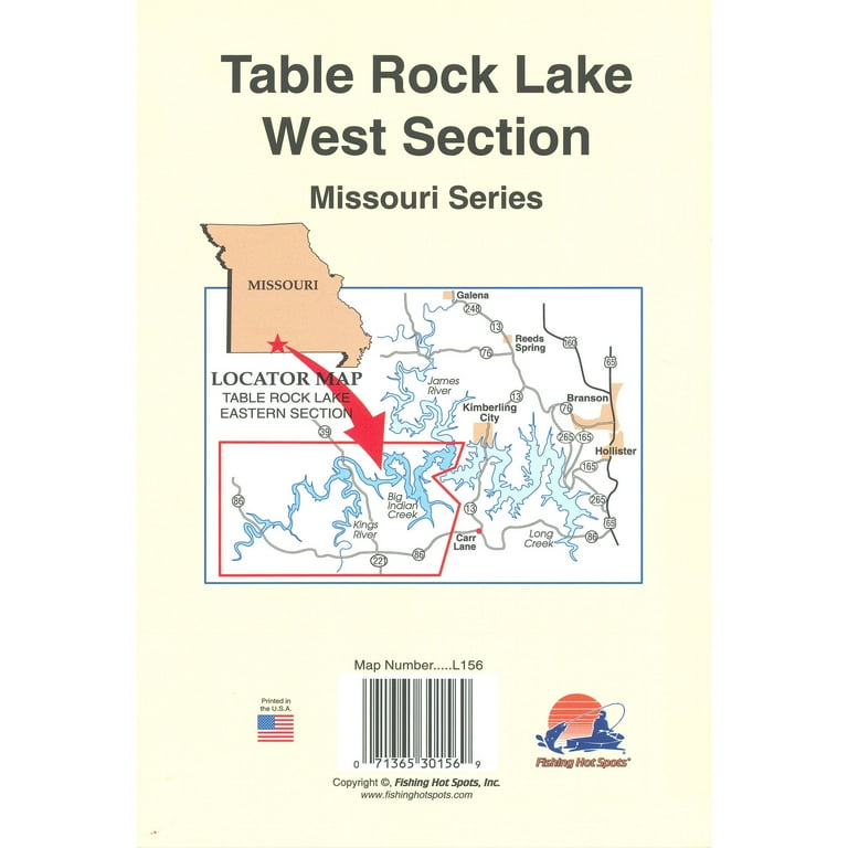 Table Rock Lake Fishing Map Branson Tablerock Oasis