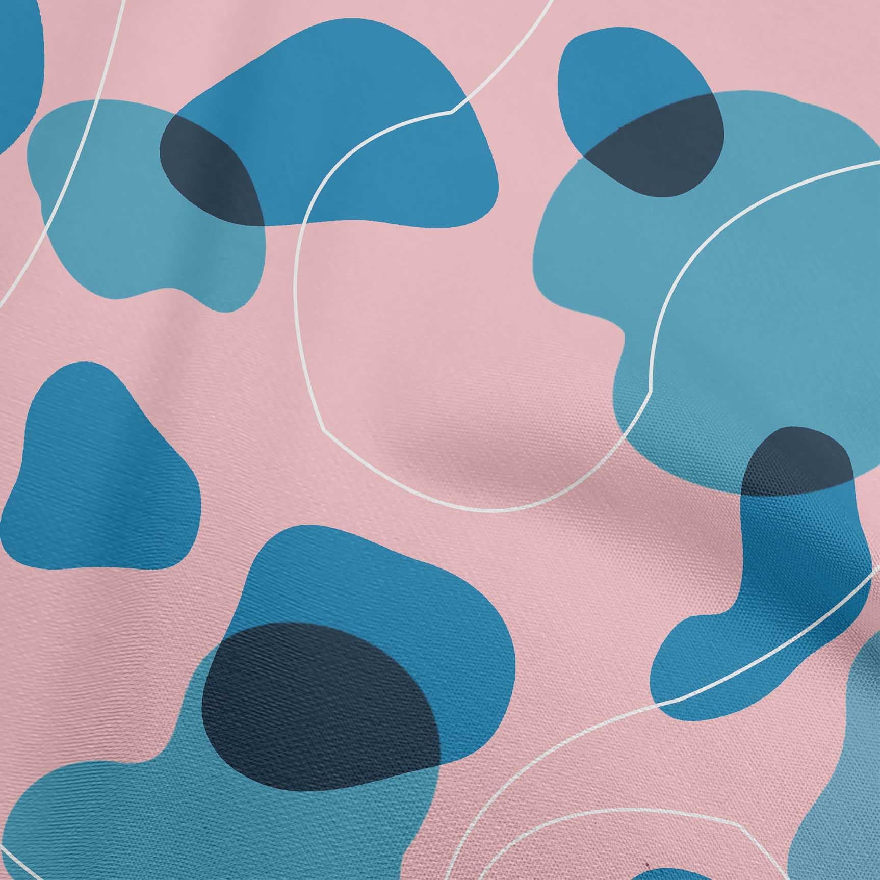 oneOone Cotton Poplin Medium Blue Fabric Abstract Organic Shape Sewing ...