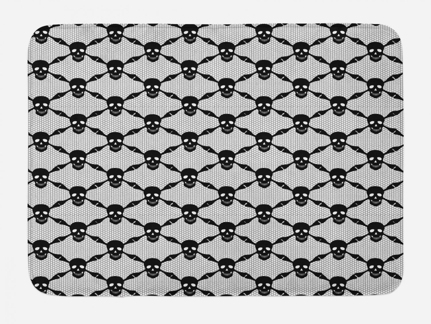 Gothic Bath Mat, Halloween Horror Theme Spooky Black Skulls Checkered ...