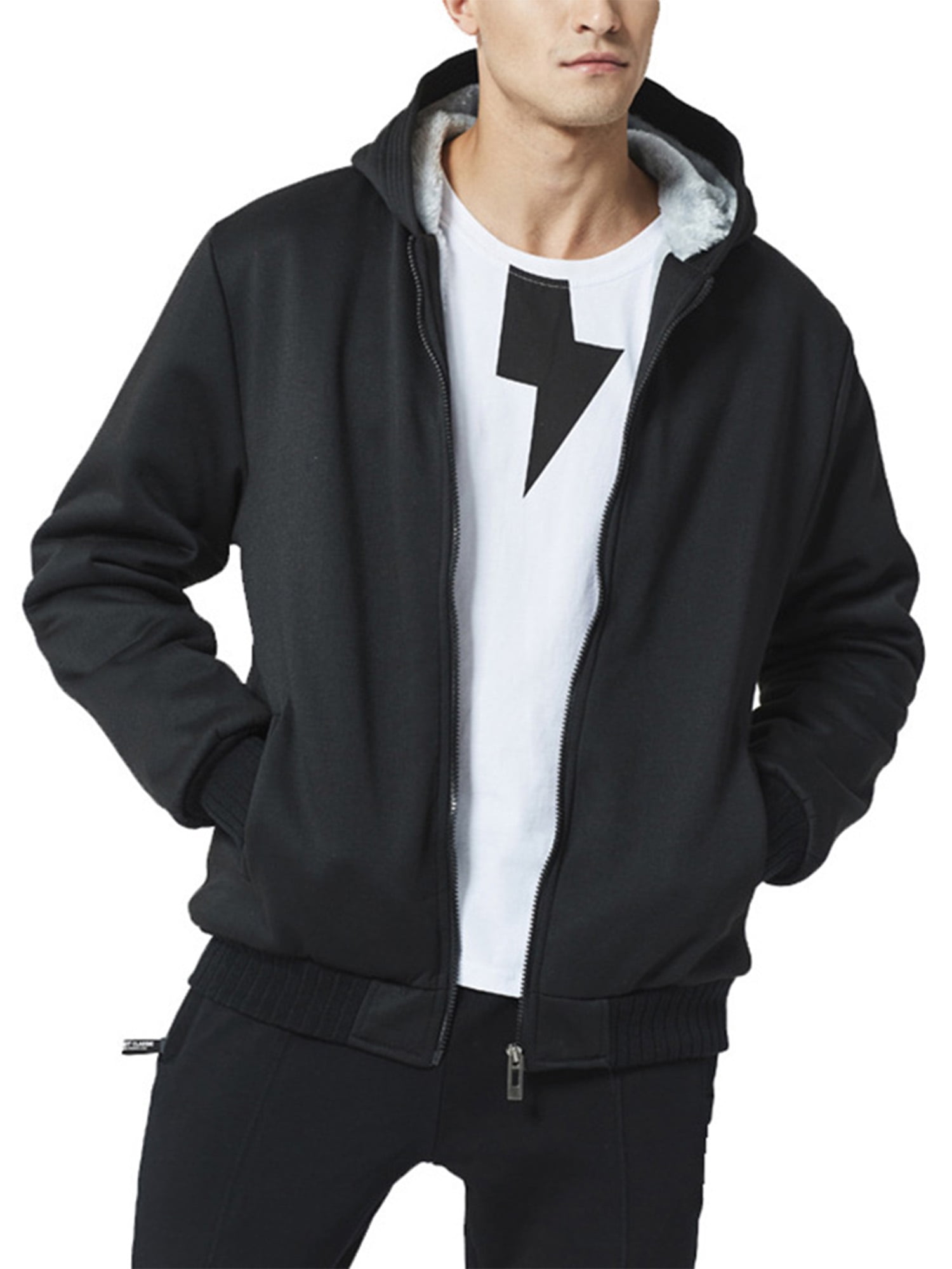 Buy Warm Winter Heavyweight Fleece Hoodies For Men Chic Full Zip Up