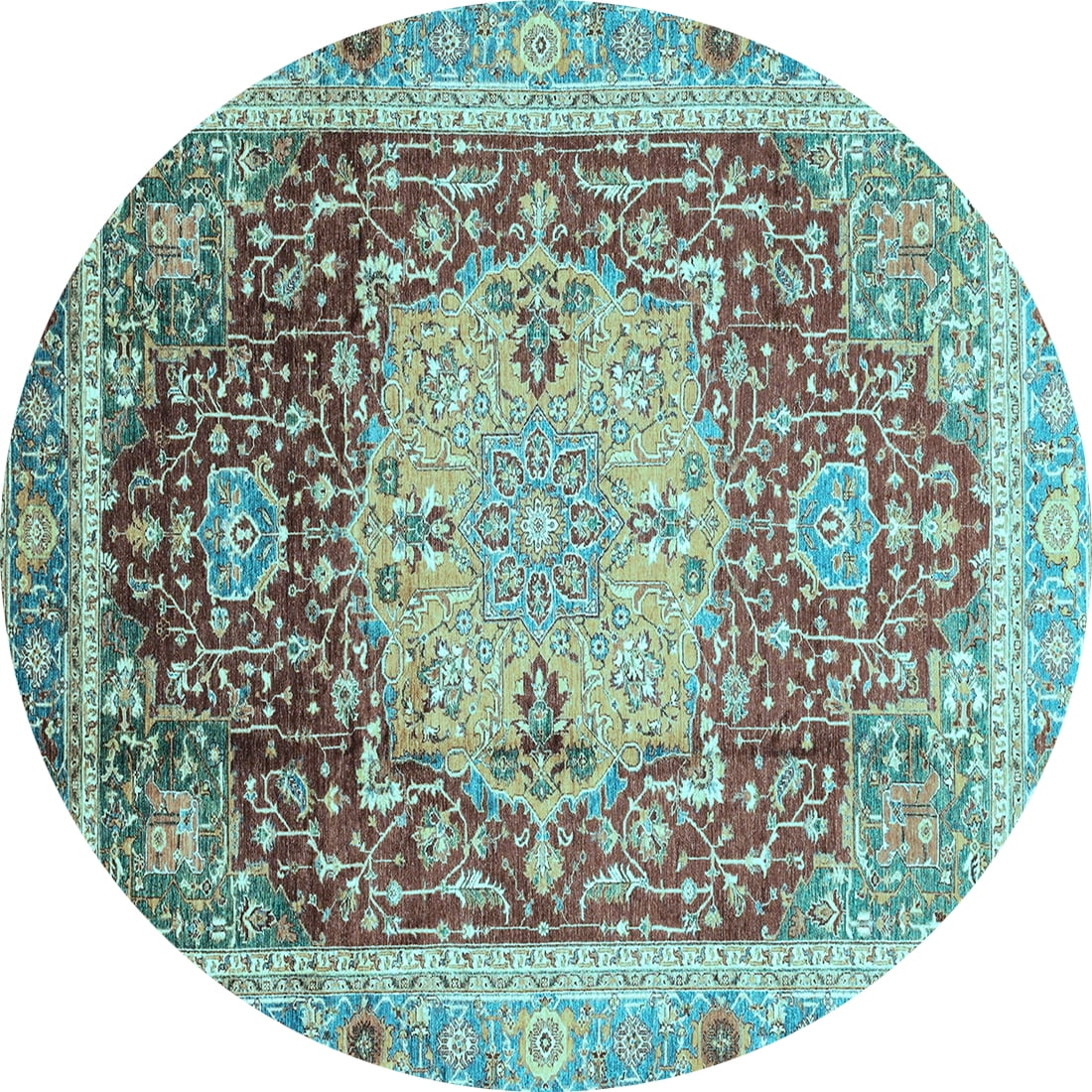Ahgly Company Indoor Round Abstract Light Blue Modern Area Rugs, 8 ...