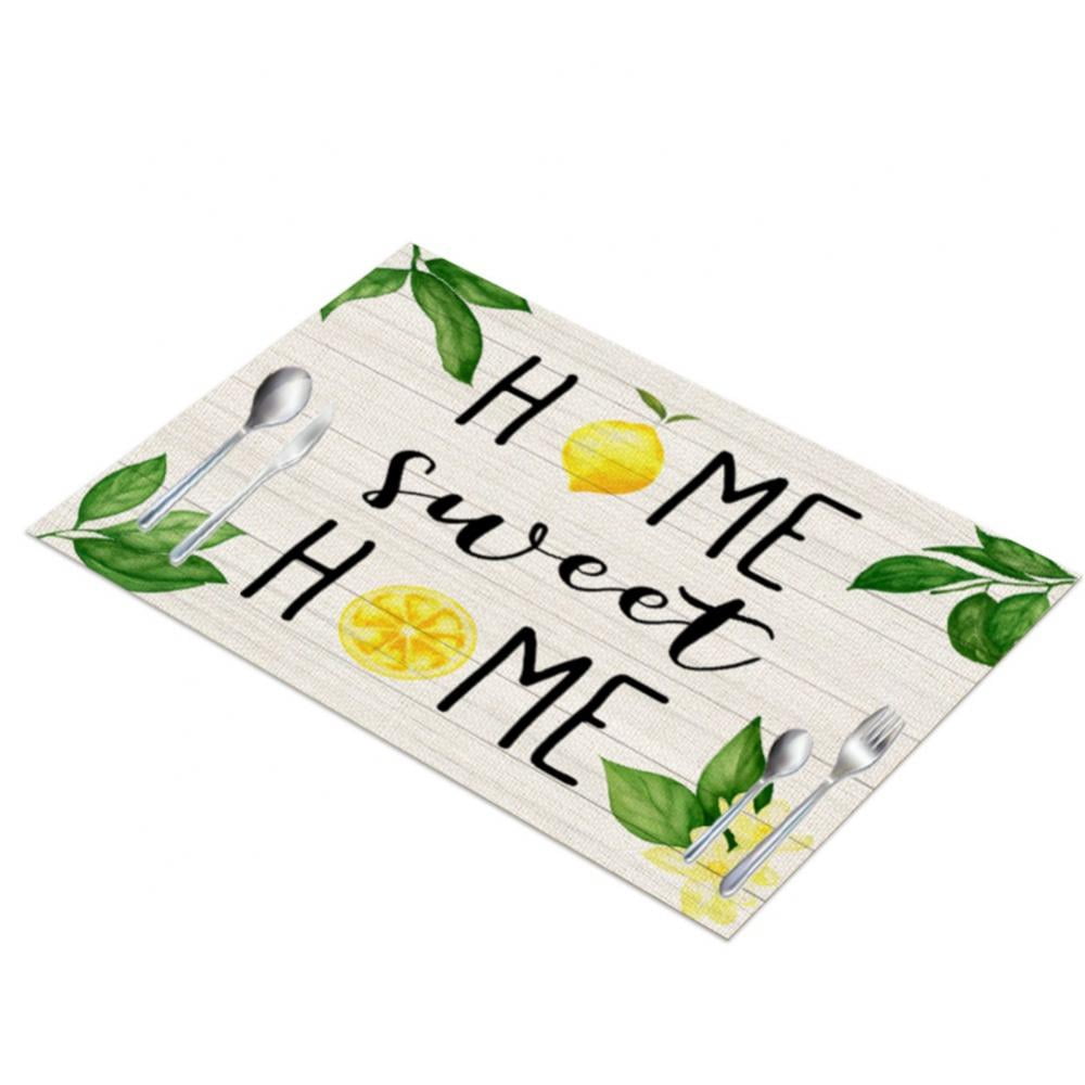 Popvcly Yellow and Green Lemon Tablemats Yellow Lemon Table Mats for ...