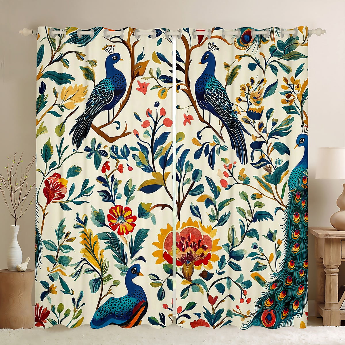 Click here for Erosebridal Cute Peacock Curtains For Living Room... prices