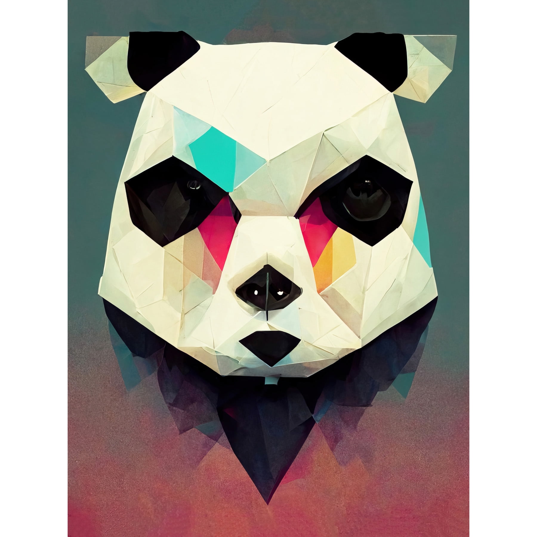 The Polygon Panda Modern Abstract Bear Head Unframed Wall Art Print ...
