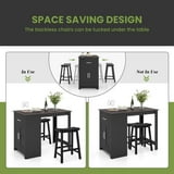 Costway 3-Piece Pub Dining Set with Saddle Stools & Storage Cabinet ...
