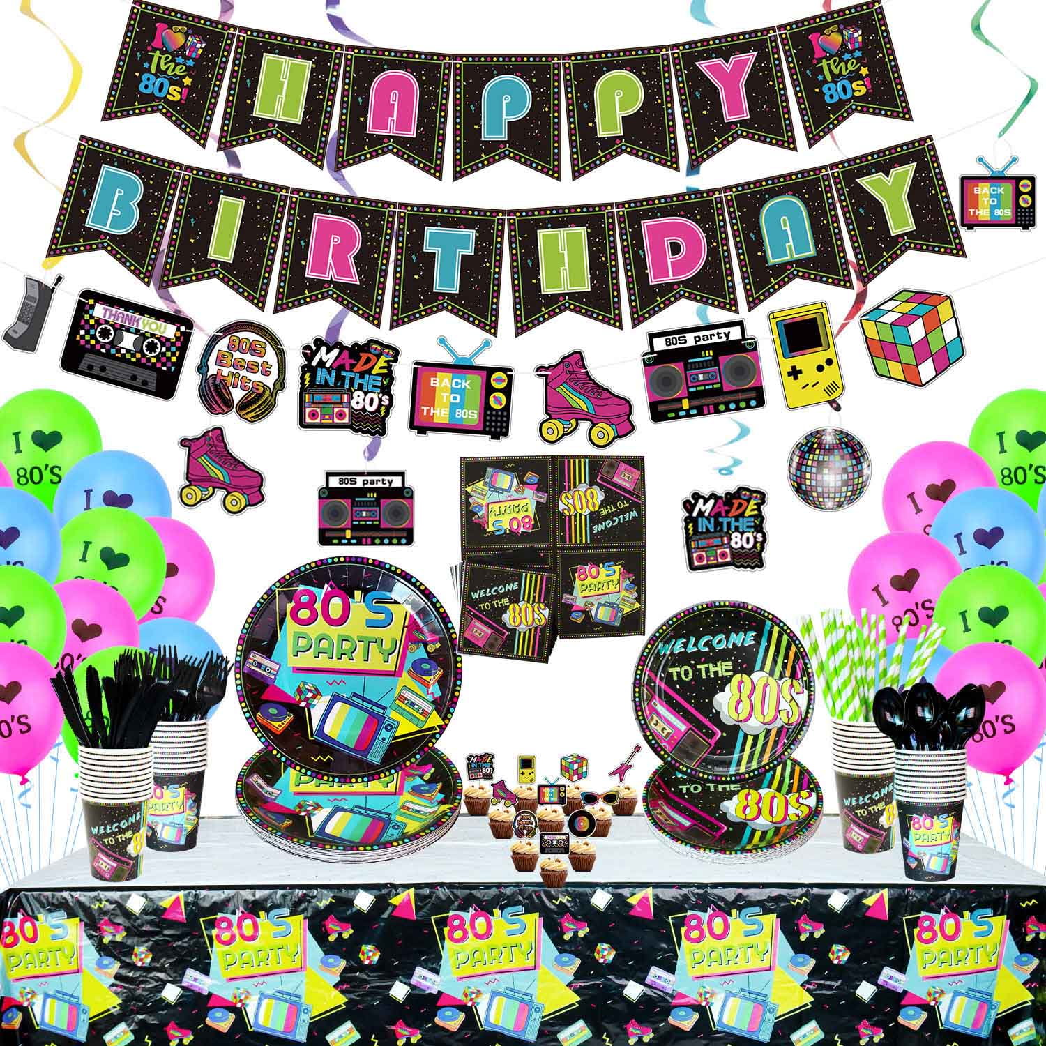 80s Party Supplies - Back to the 80s Party Decorations Set Including ...