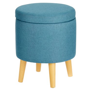 Furniliving Round Footstool Storage Ottoman Footrest Modern Upholstered ...
